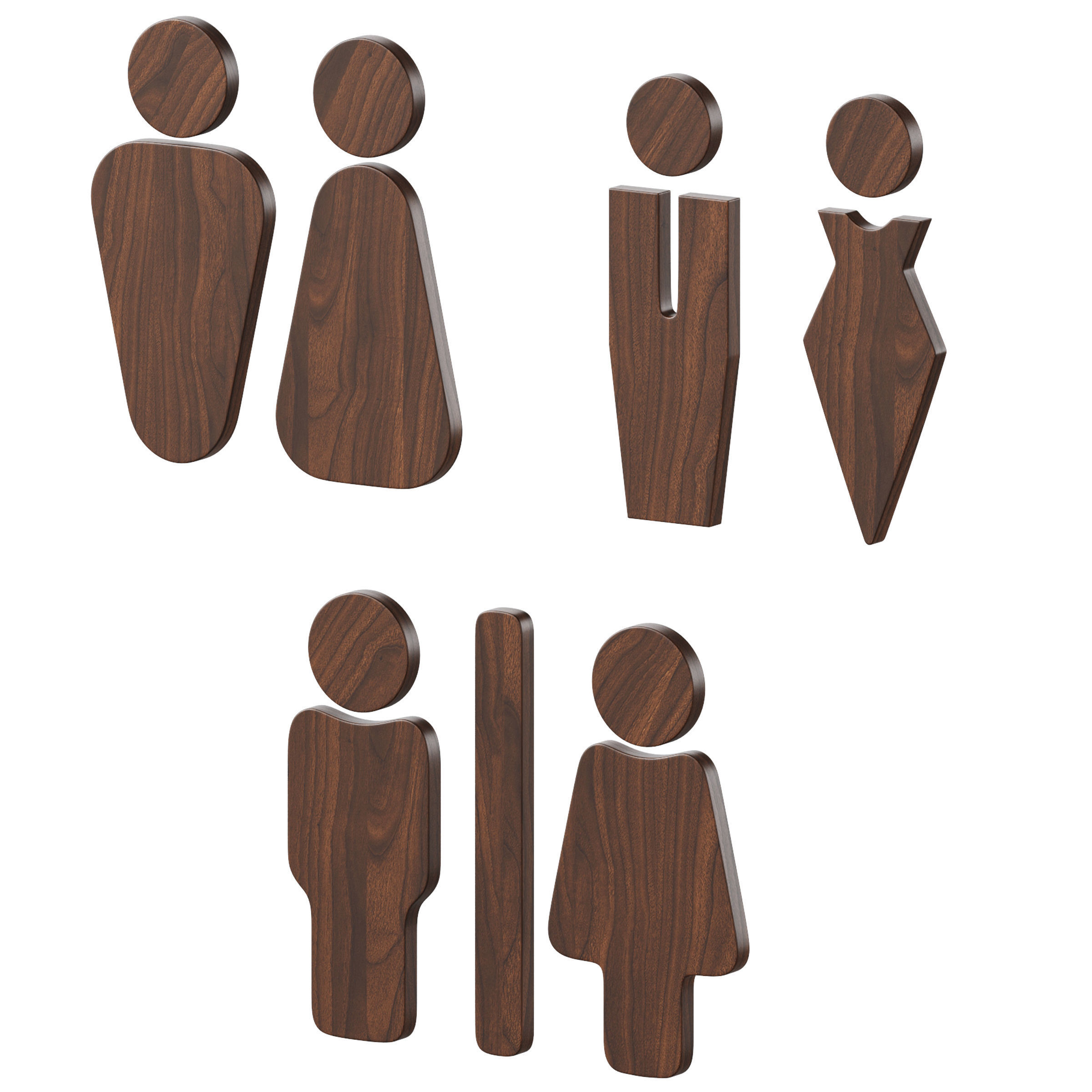 Restroom Directional Door Signs 4 3D model | CGTrader