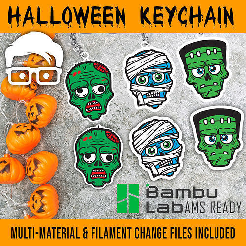 Multicolor HALLOWEEN keychain pack 3 different design 3D model 3D ...