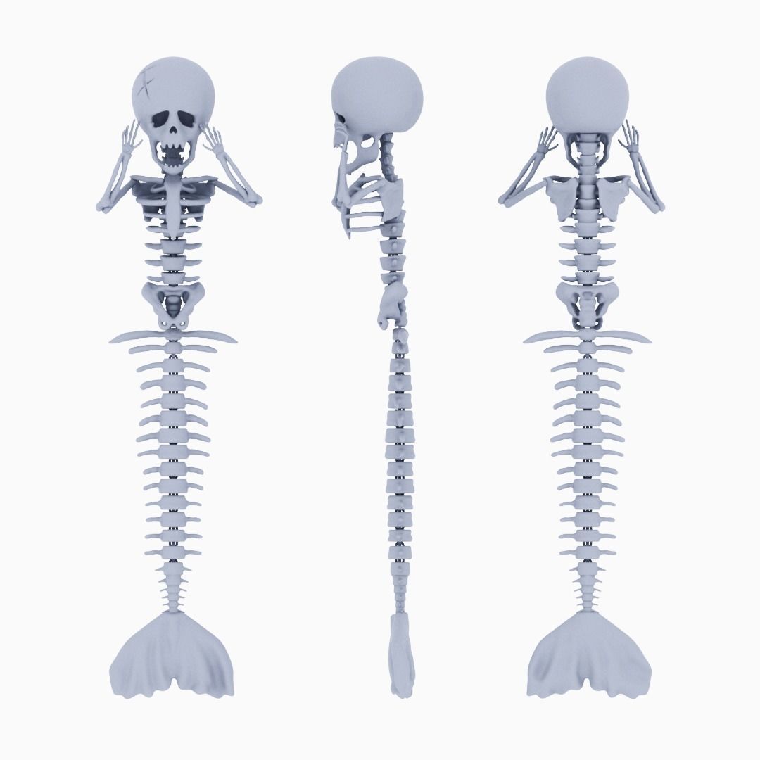 HALLOWEEN MERMAID SKELETON 3D model 3D printable | CGTrader