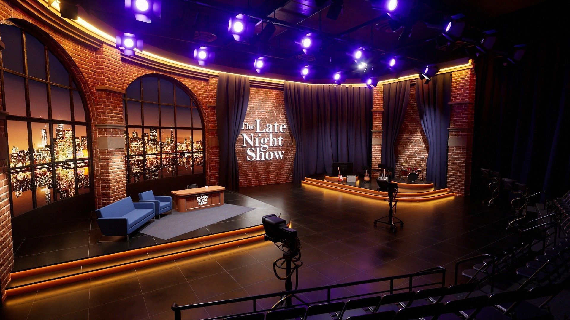 3d Model Talk Show Set Vr Ar Low Poly Cgtrader
