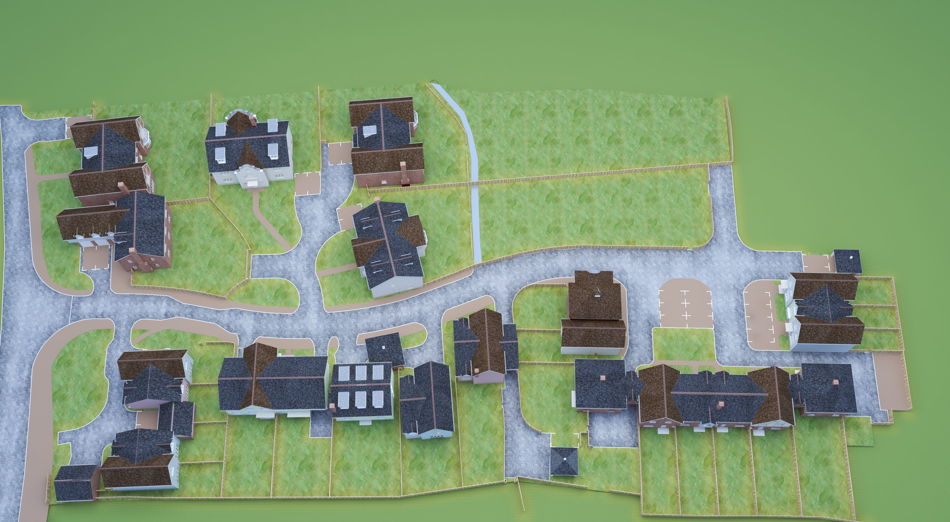 UK country neighborhood 3D model | CGTrader