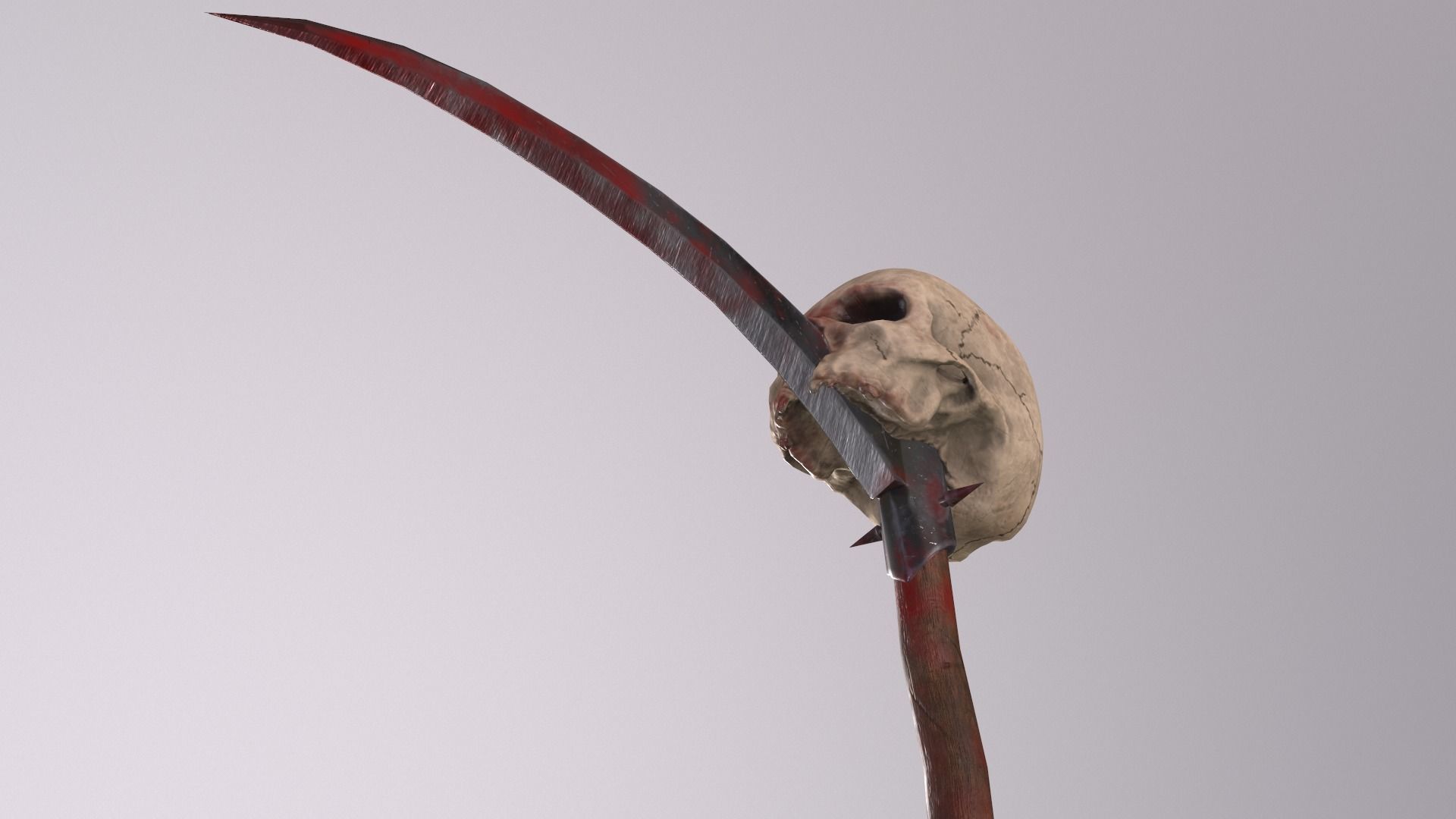 3D model low-polygon scythe weapon with skull in 2 sytles VR / AR / low ...