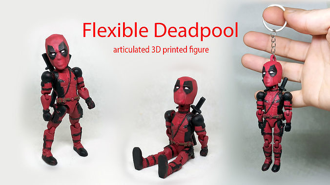 flexible Deadpool Print in place No Supports 3D model 3D printable ...