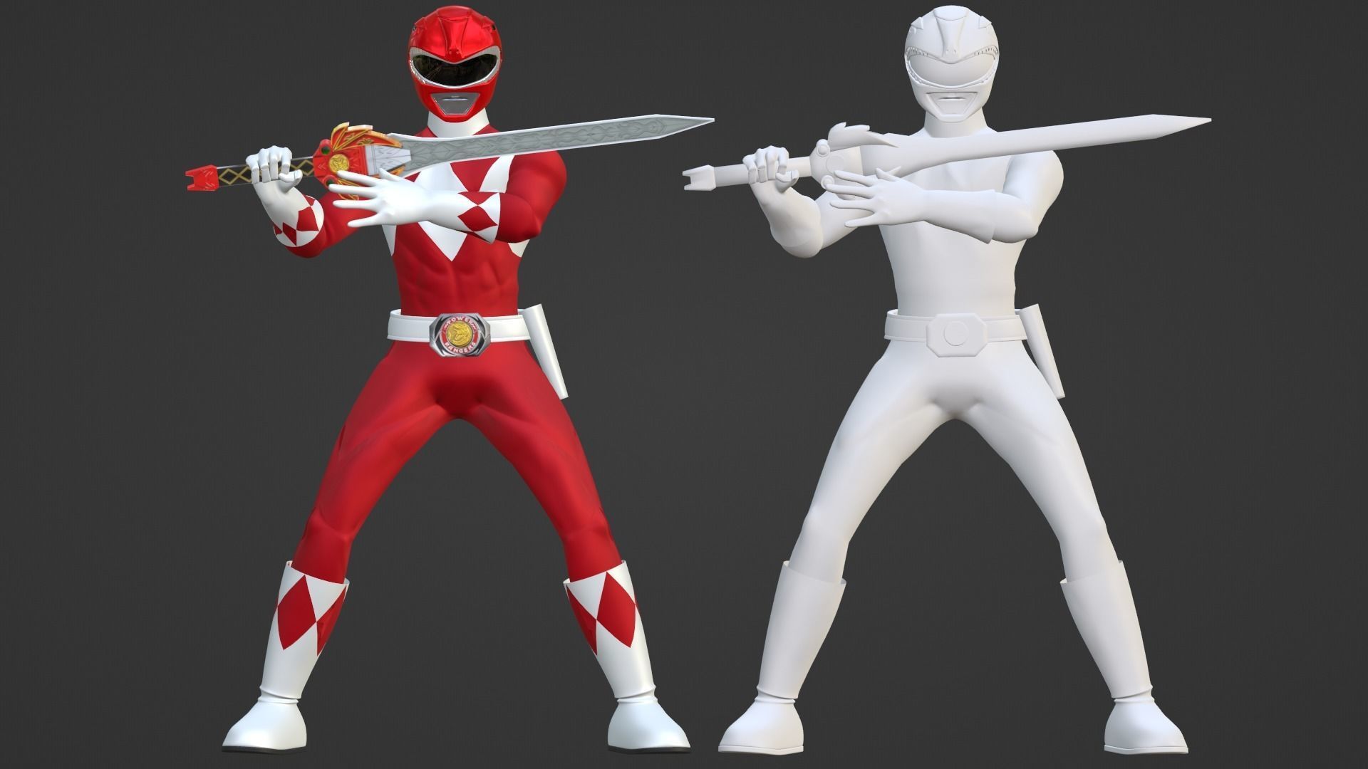 Red Ranger - Mighty Morphin Power Ranger 3D model rigged | CGTrader