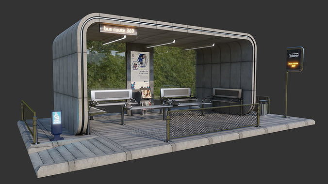 Bus stop 1 3D model | CGTrader