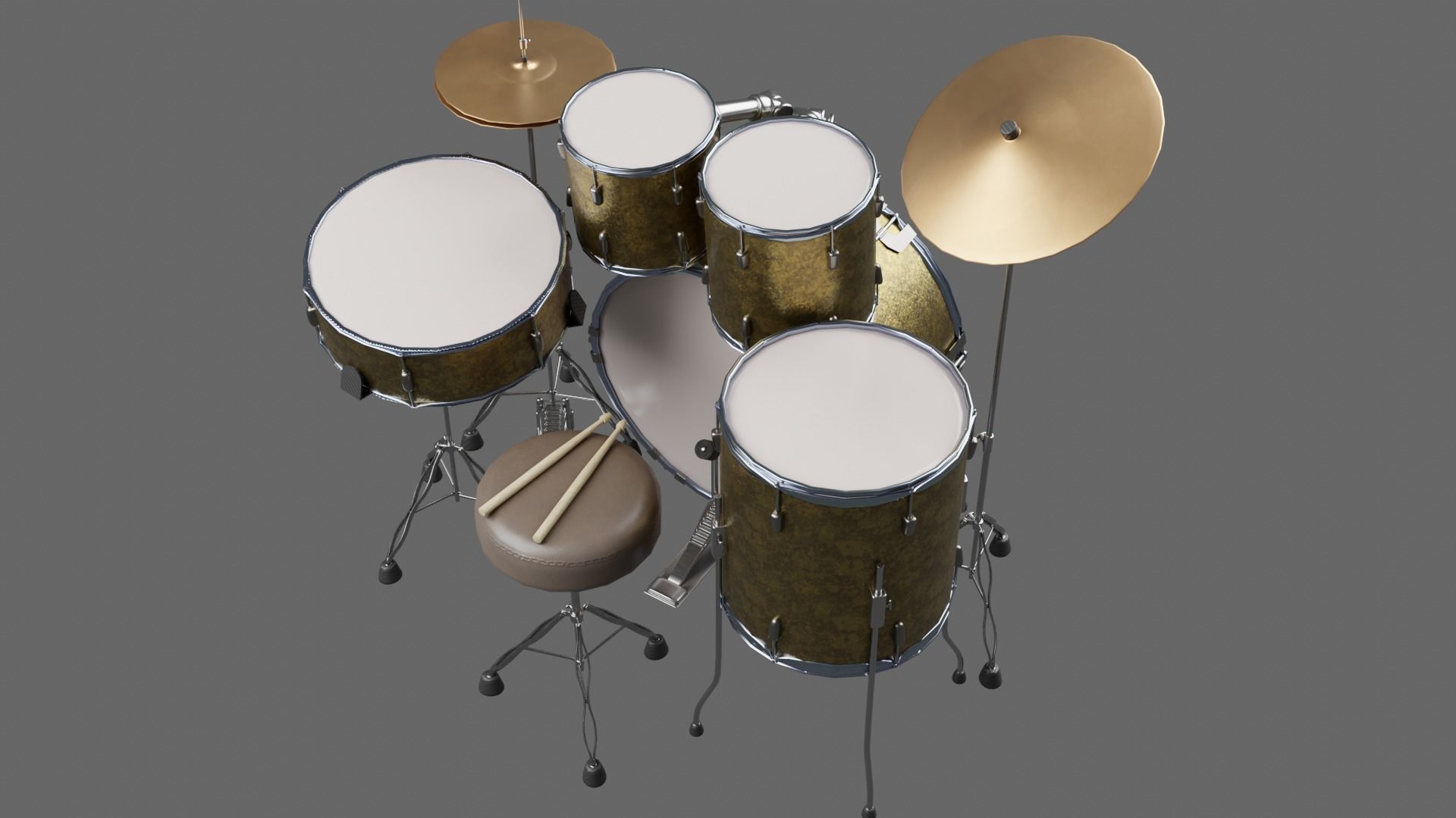 3D model 3D DRUM SET LOW POLY - PBR VR / AR / low-poly | CGTrader