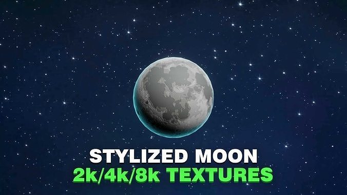 3D model Stylized Moon 3D Model 2k 4k 8k Textures VR / AR / low-poly ...