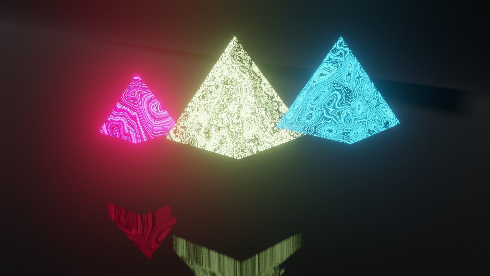 3D model triangle dynamic VFX bloom 3 triangle with neon noise texture ...