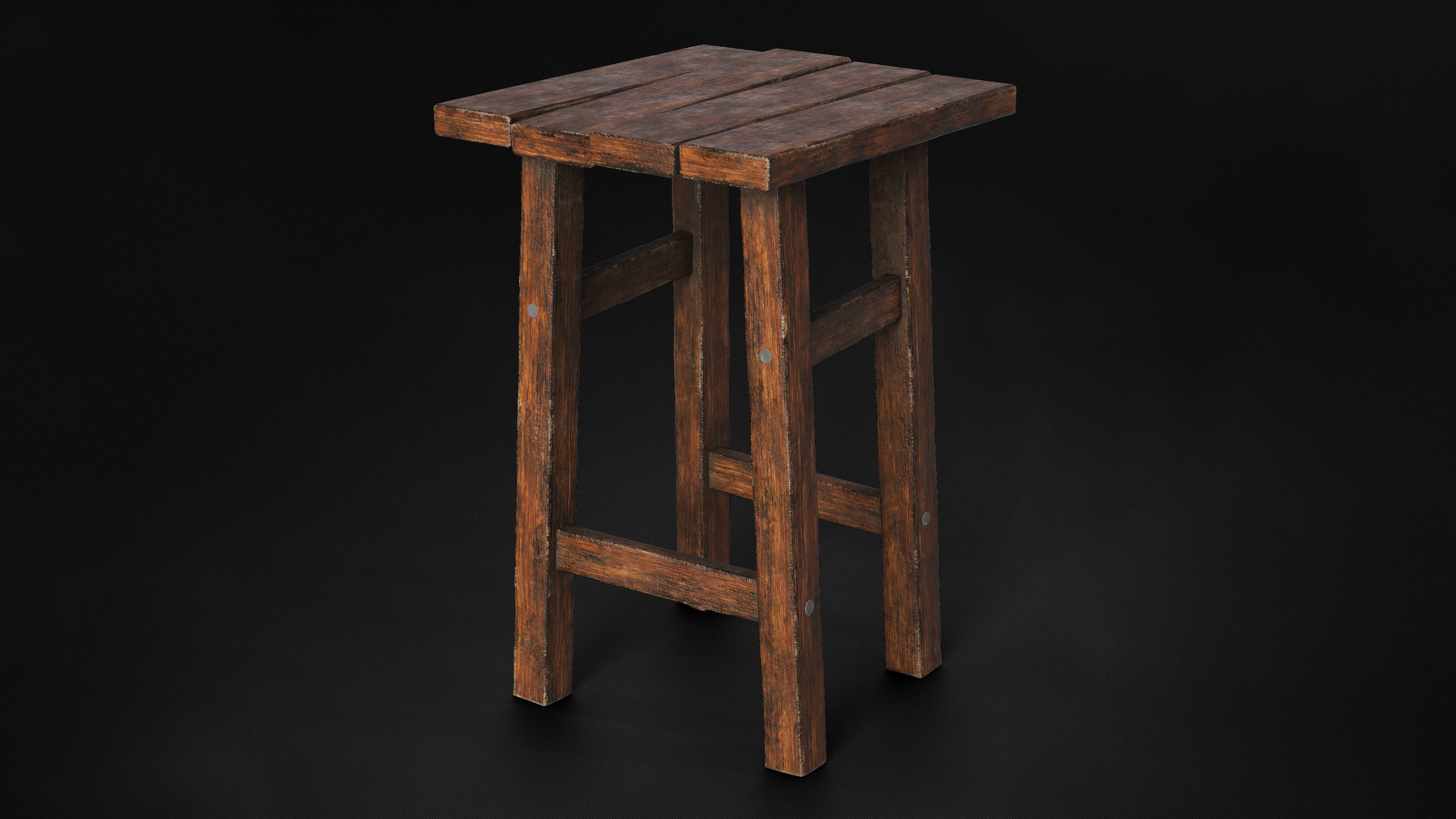 3D model Old Medieval Chair AAA Wooden Stool VR / AR / low-poly | CGTrader