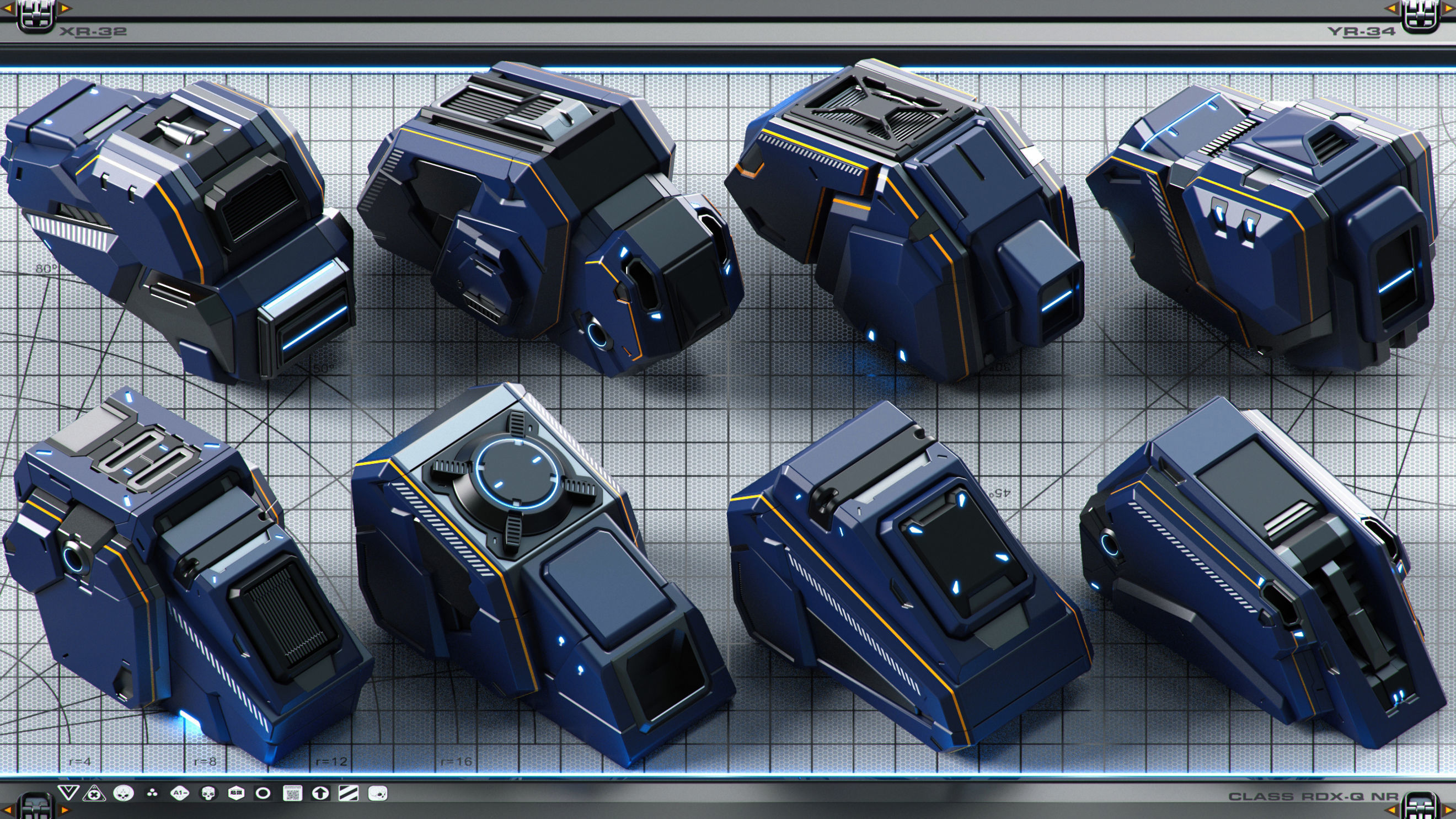 Sci-Fi Hard Surface SPACESHIP KITBASH 350 DETAILS 3D model | CGTrader