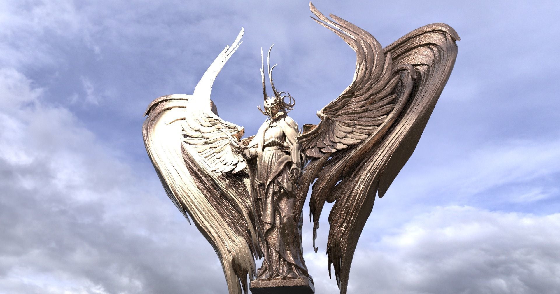 Dantes Fallen Angel eclipse statue 3D model | CGTrader