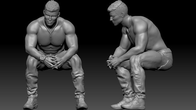 cool man sit 1 3D model 3D printable | CGTrader