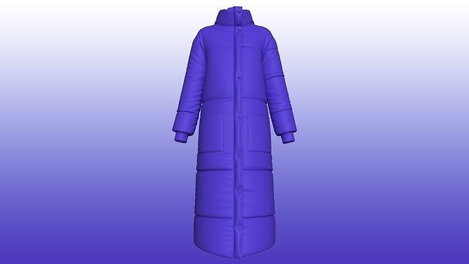 Women Original Long Puffer Coat 3D model | CGTrader