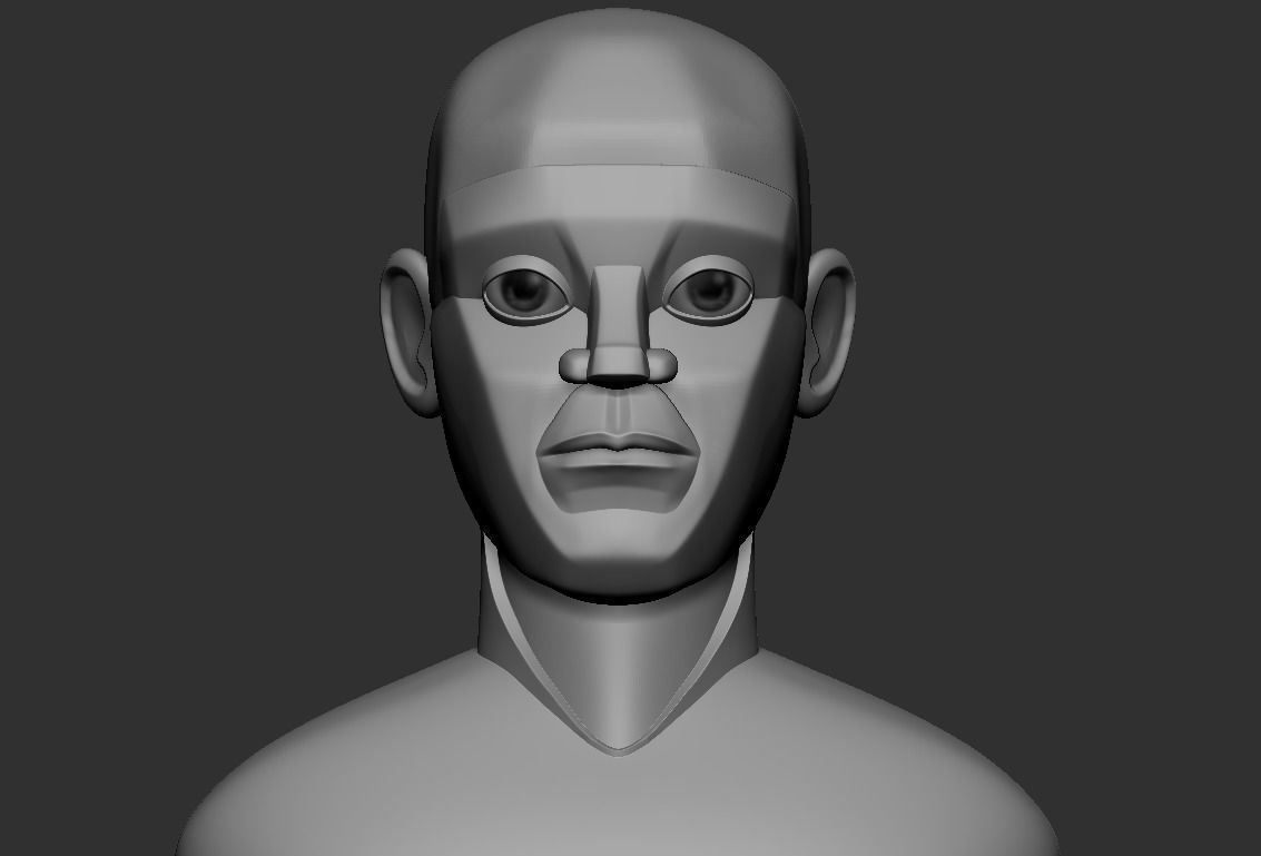Base Mesh Stylized Male Head Polygroups 3D model 3D printable | CGTrader
