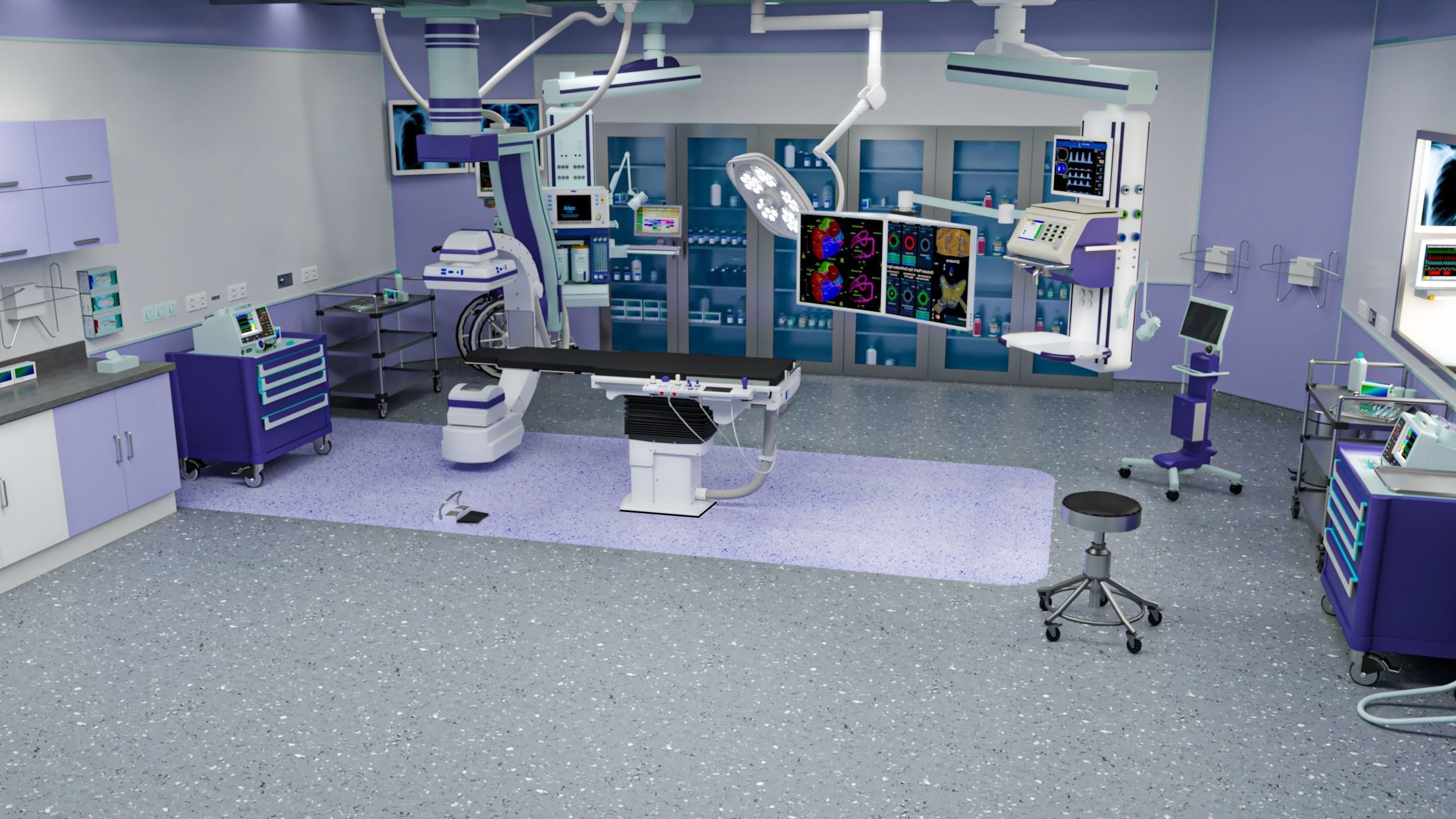 MEDICAL SPACES-CATHETER LAB-SURGICAL OPERATION ROOM 3D model | CGTrader