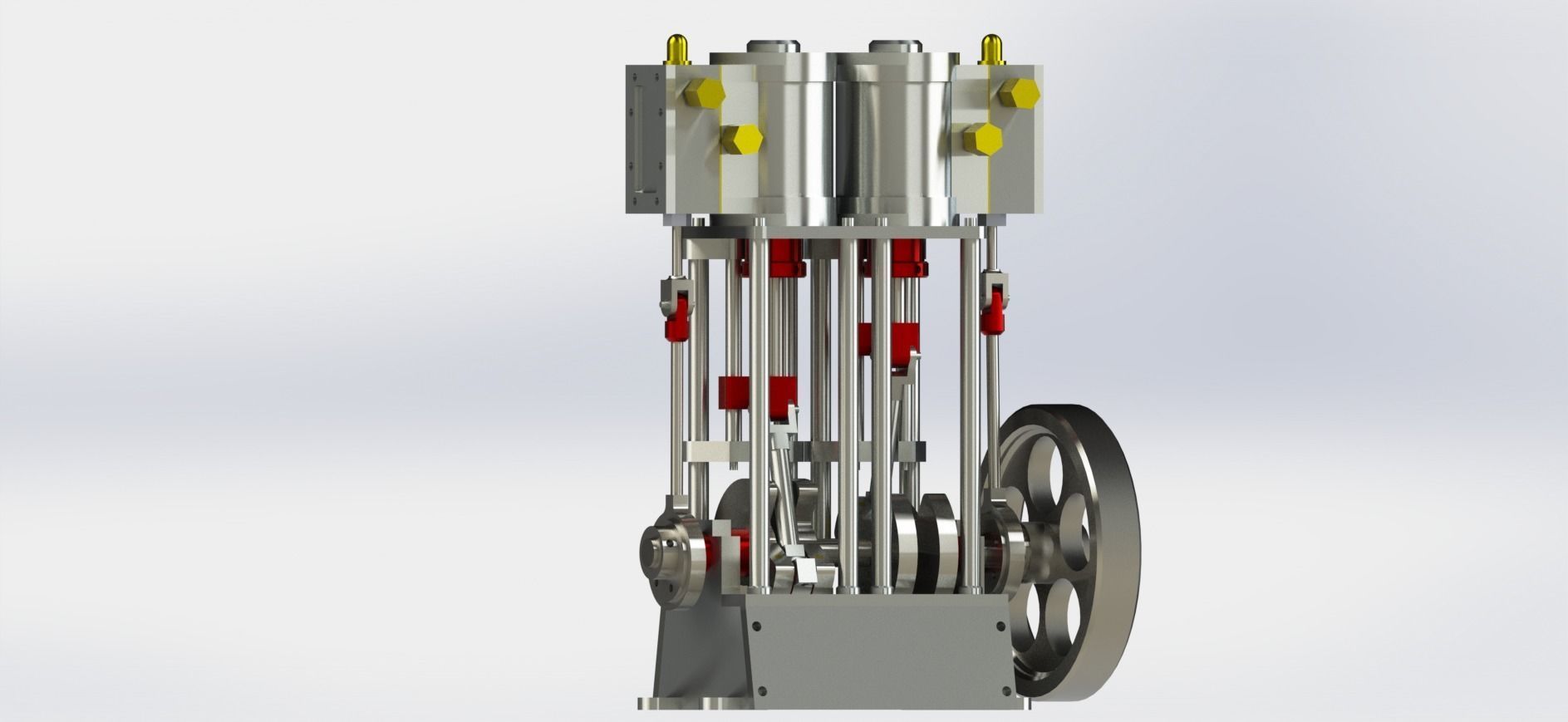 A SIMPLE 2 CYLINDER VERTICAL STEAM ENGINE WITH SLIDE VALVE 3D model ...