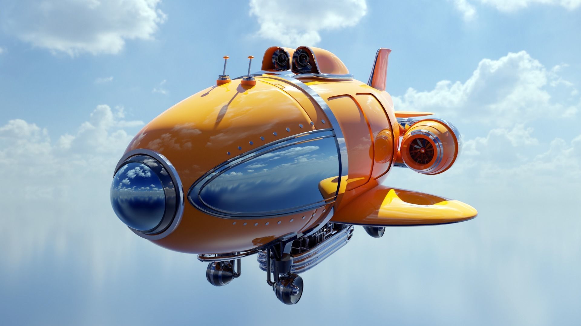 Fantastic retro futuristic airship airplane 3D model | CGTrader