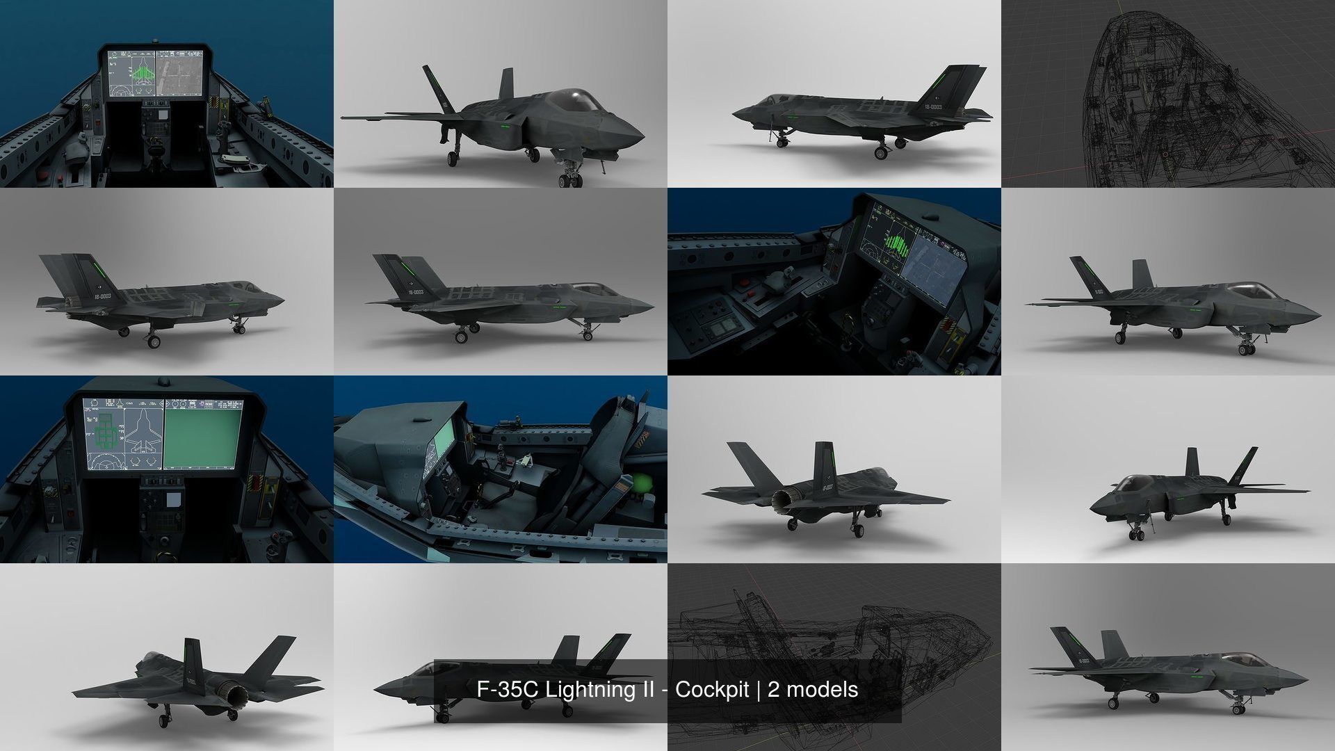 3D Model Collection F-35C Lightning II - Cockpit VR / AR / low-poly ...