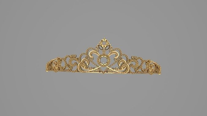 50 gram Gold Tiara 3D model 3D printable | CGTrader