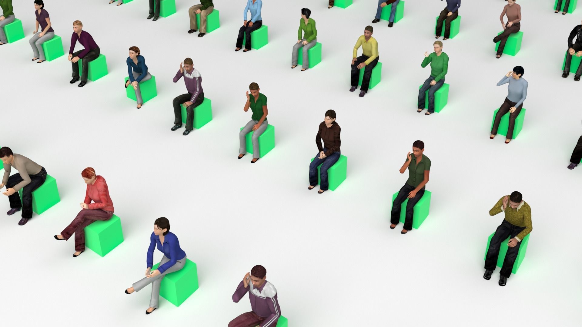 3D model Low Poly Rigged and Animated Sitting People Pack - 200 Pieces ...