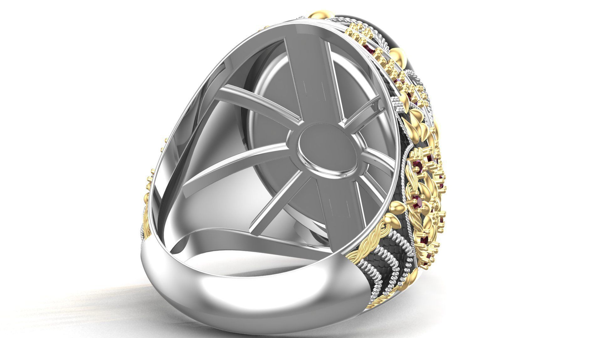 Turkish King Crown Black Onyx Silver Men Ring 3D model 3D printable ...