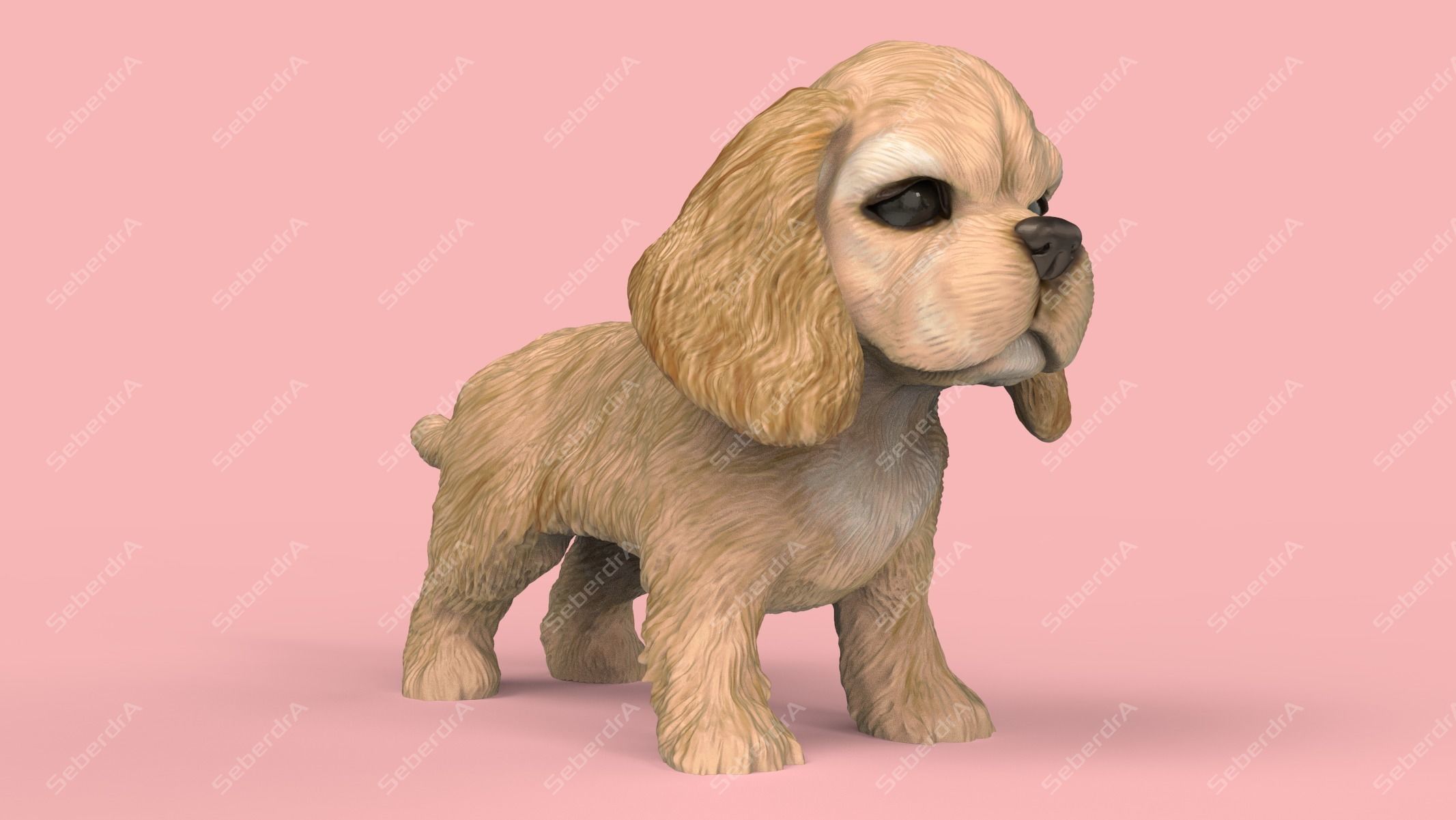 Cute Puppy American Cocker Spaniel STL and VRML 3D model 3D printable ...