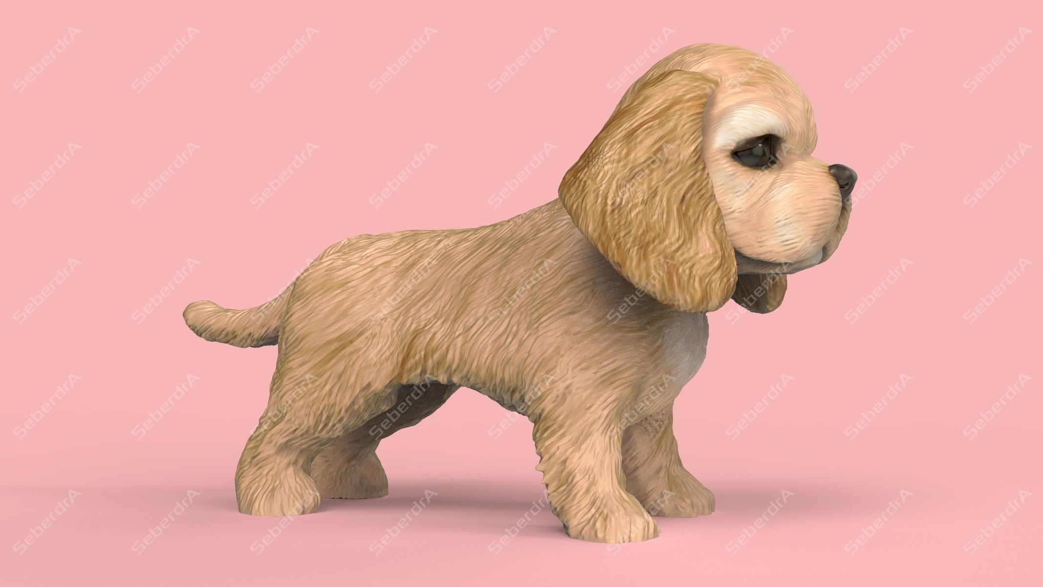 Cute Puppy American Cocker Spaniel STL and VRML 3D model 3D printable ...