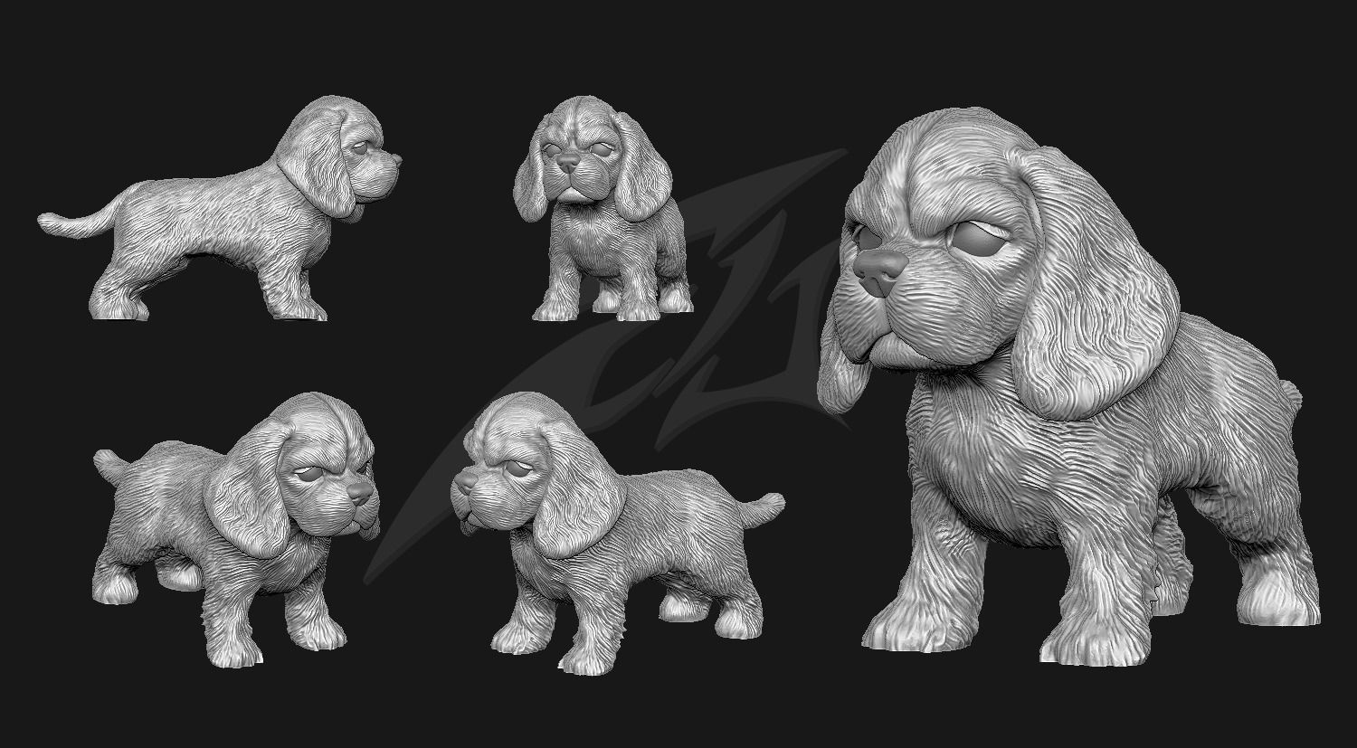 Cute Puppy American Cocker Spaniel STL and VRML 3D model 3D printable ...