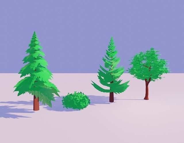Stylized Cel Shaded Trees 3D model | CGTrader