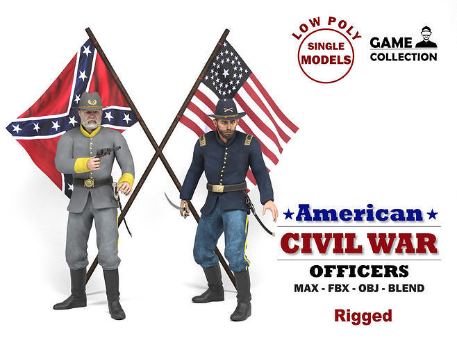 3D model American Civil War - Officers VR / AR / low-poly | CGTrader