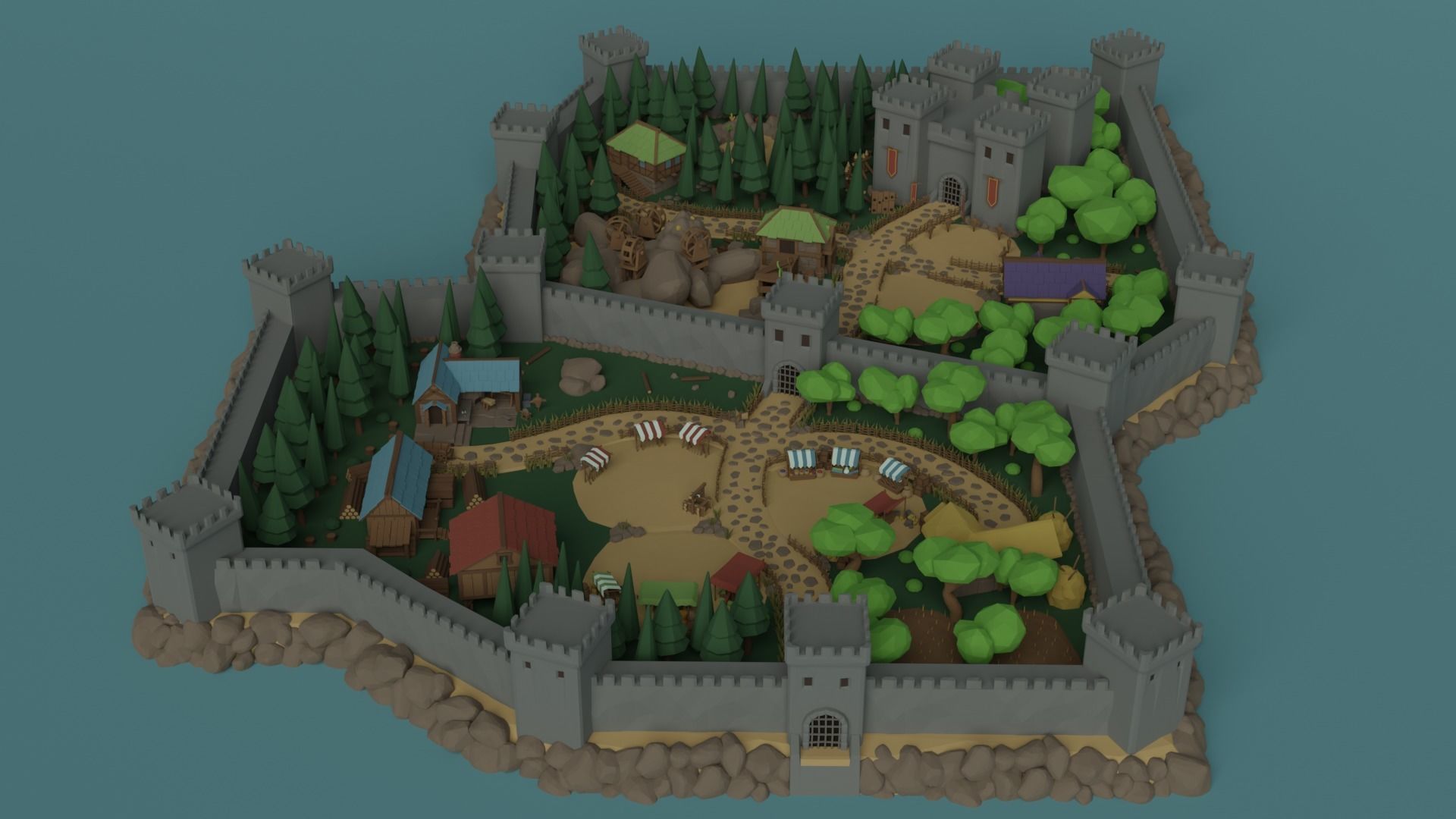 3D model Cartoon Polygonal Fantasy Castle VR / AR / low-poly | CGTrader