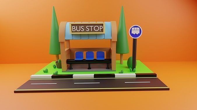 3D model Bus Stop VR / AR / low-poly | CGTrader
