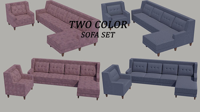 3D model Two Color Sofa Set VR / AR / low-poly | CGTrader