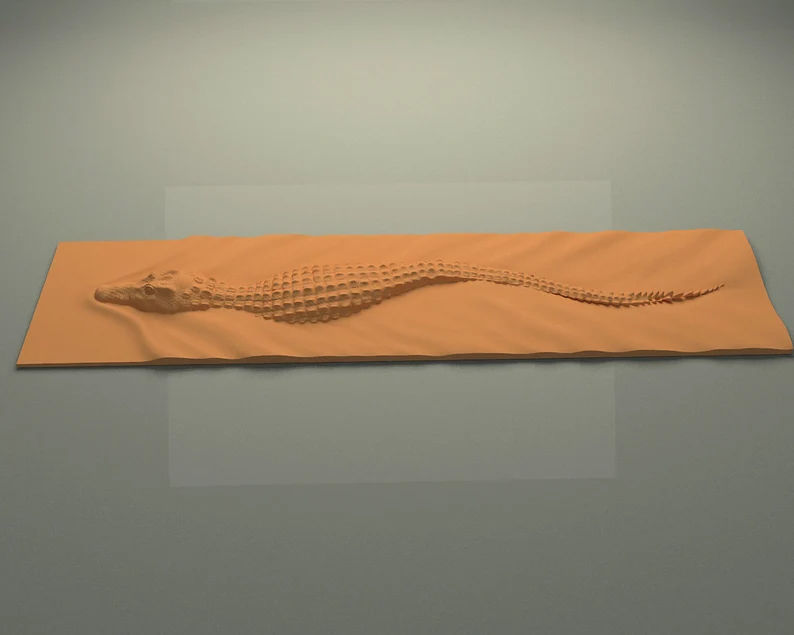 Swimming Crocodile 3D Model for CNC Router Engraver Wall Decor 3D model ...