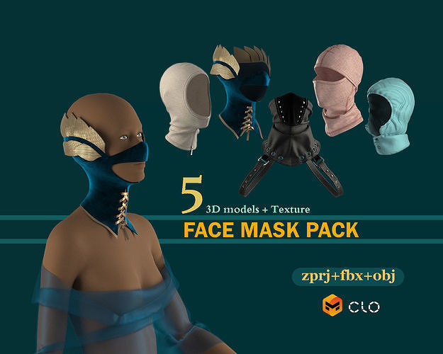 FEMALE FACE MASK PACK CLO MD projects FBX OBJ 3D model | CGTrader