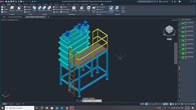 Services platform with tank 3D model | CGTrader