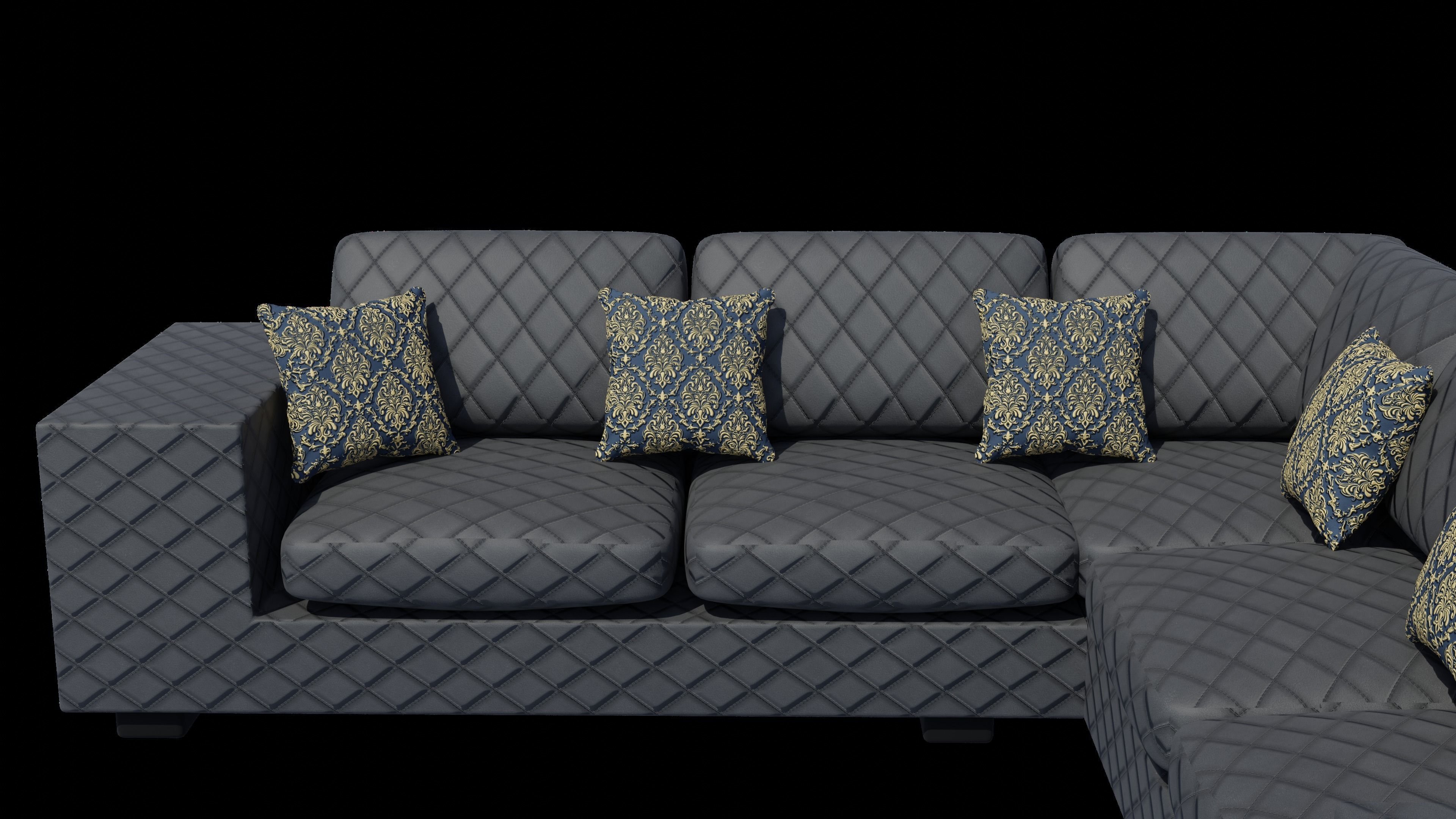 3D model Black Color Sofa Set VR / AR / low-poly | CGTrader