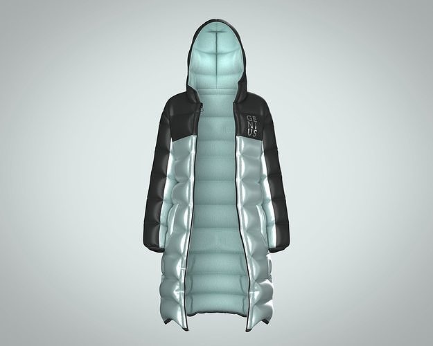 Girls Puffect Long Line- Puffer Hoodie 3D model | CGTrader
