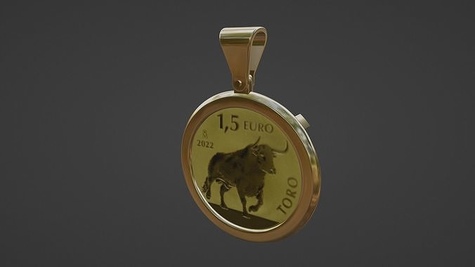 1oz Spanish gold toro bull coin bezel frame mount euro 3D model 3D printable | CGTrader