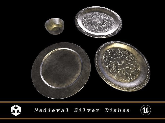 3D model Medieval Silver Dishes Set VR / AR / low-poly | CGTrader