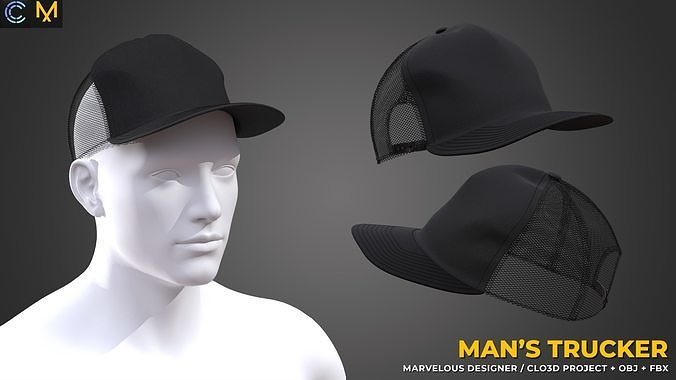 Mens Cap Trucker Hat 3D model | CGTrader
