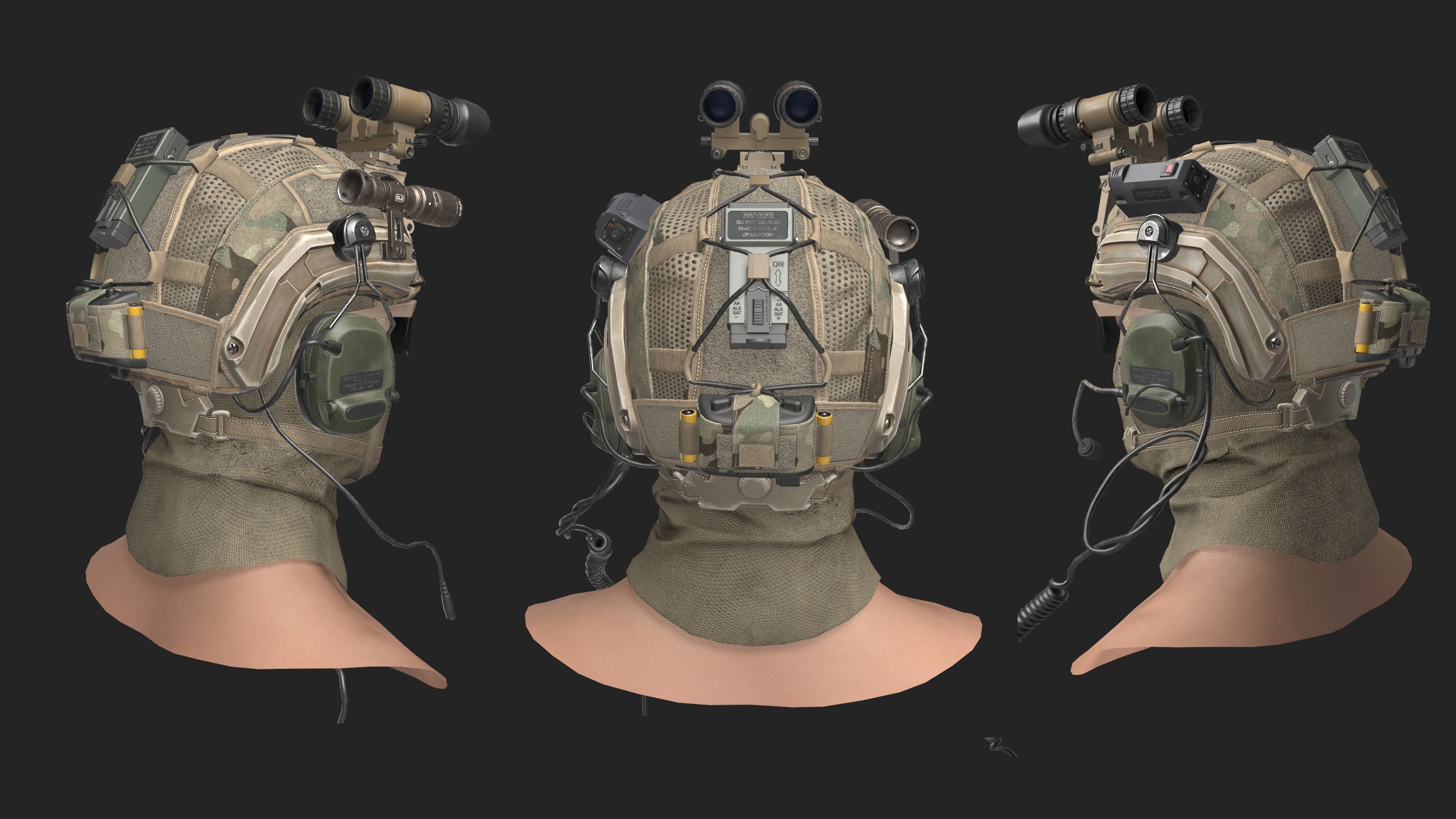 3D model AAA SOLDIER HELMET HEAD Low-poly and Hi-poly 3D model for game ...