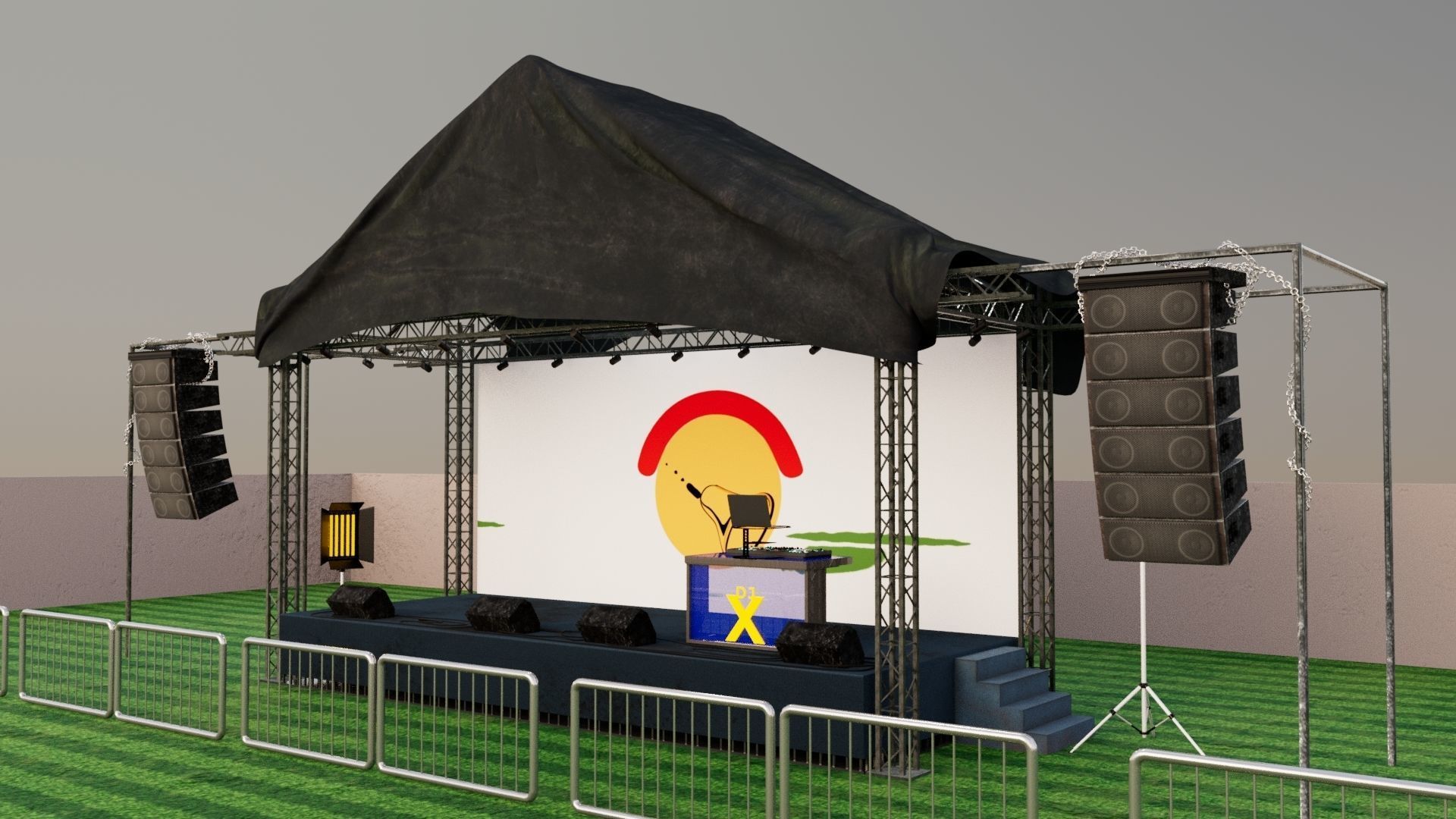 3D model Event Aluminium Stage and Park Design Low-poly 3D model VR ...