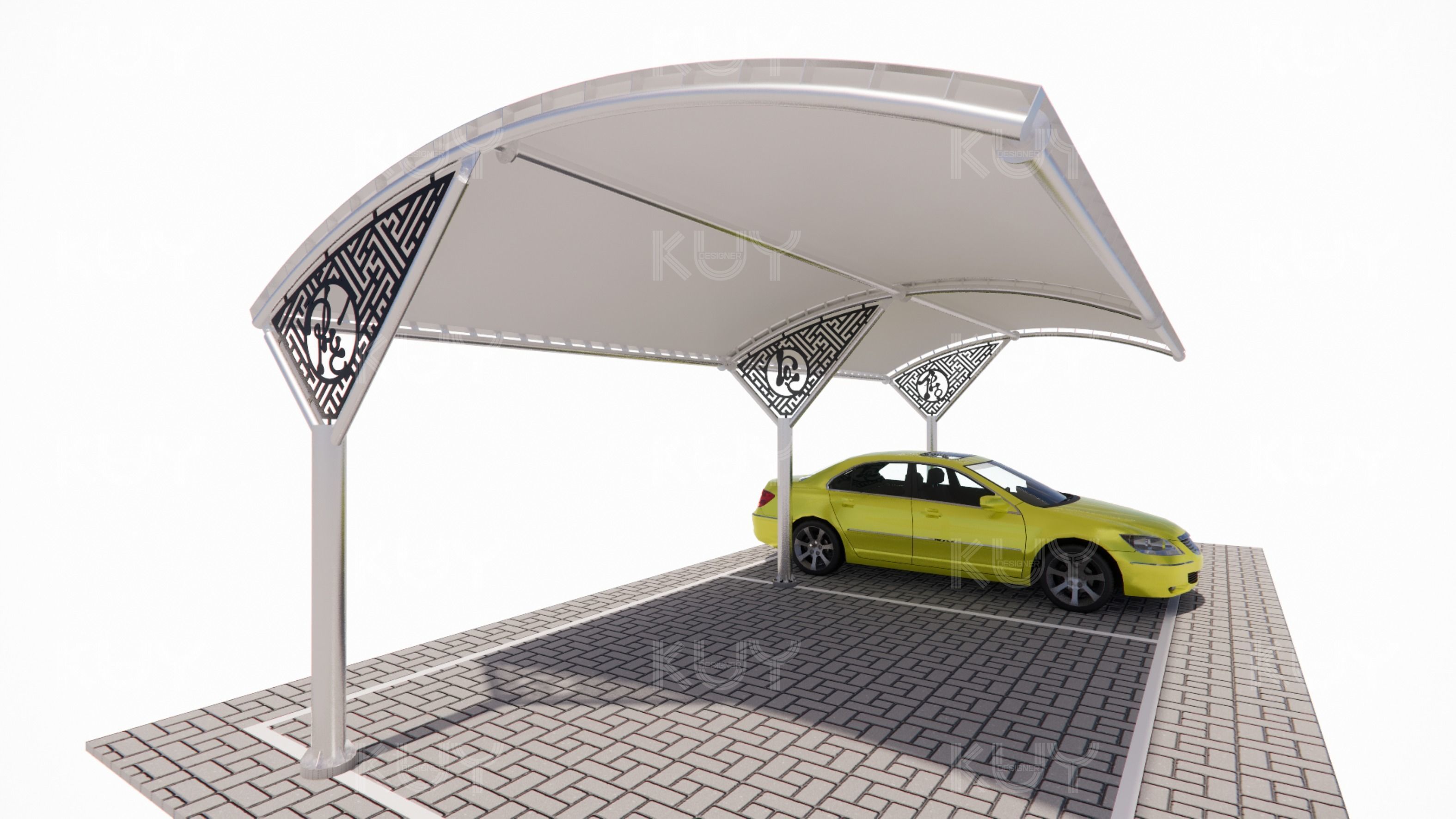 3D model Stretch canvas roof structure with pattern 2 VR / AR / low ...