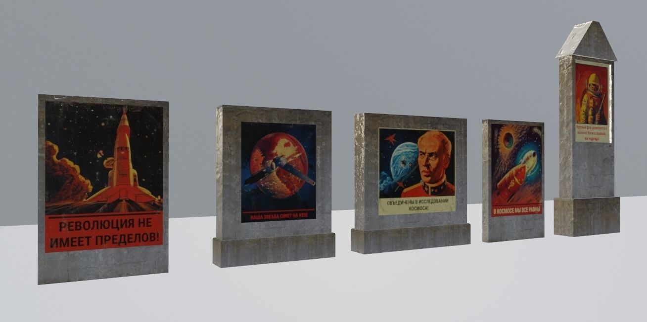 3D model Soviet Sci-Fi Propaganda pack VR / AR / low-poly | CGTrader