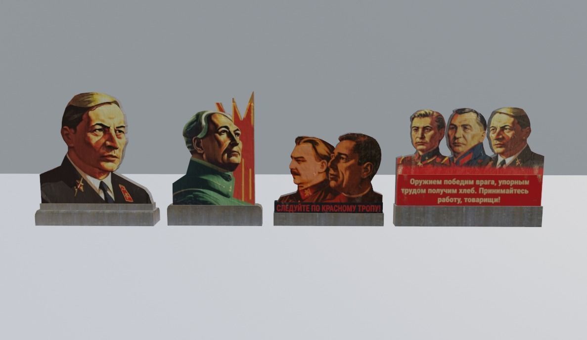 3D model Soviet Sci-Fi Propaganda pack VR / AR / low-poly | CGTrader
