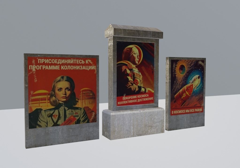 3D model Soviet Sci-Fi Propaganda pack VR / AR / low-poly | CGTrader
