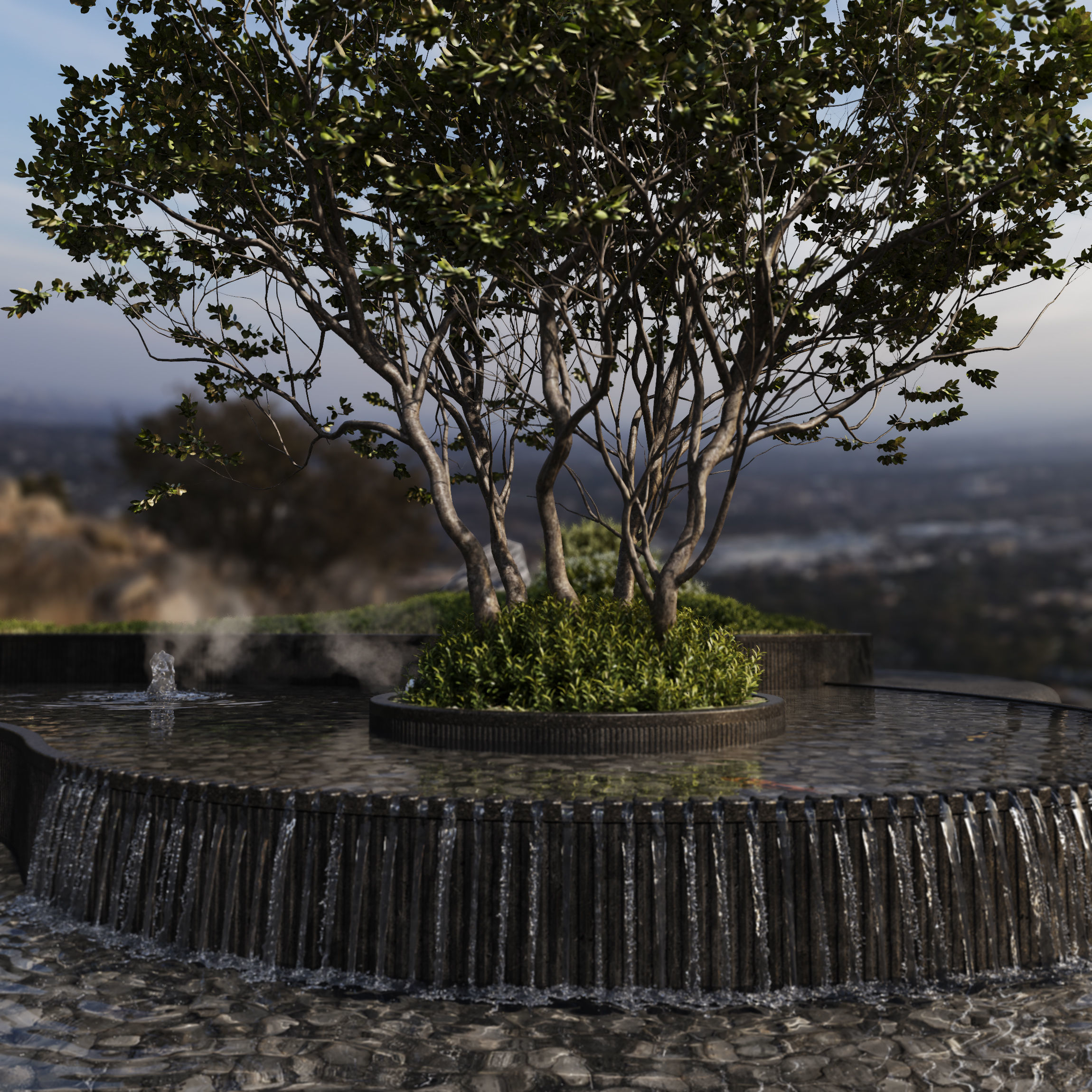 Landscaping Figure with Plants Waterfalls and Fish 3D model | CGTrader