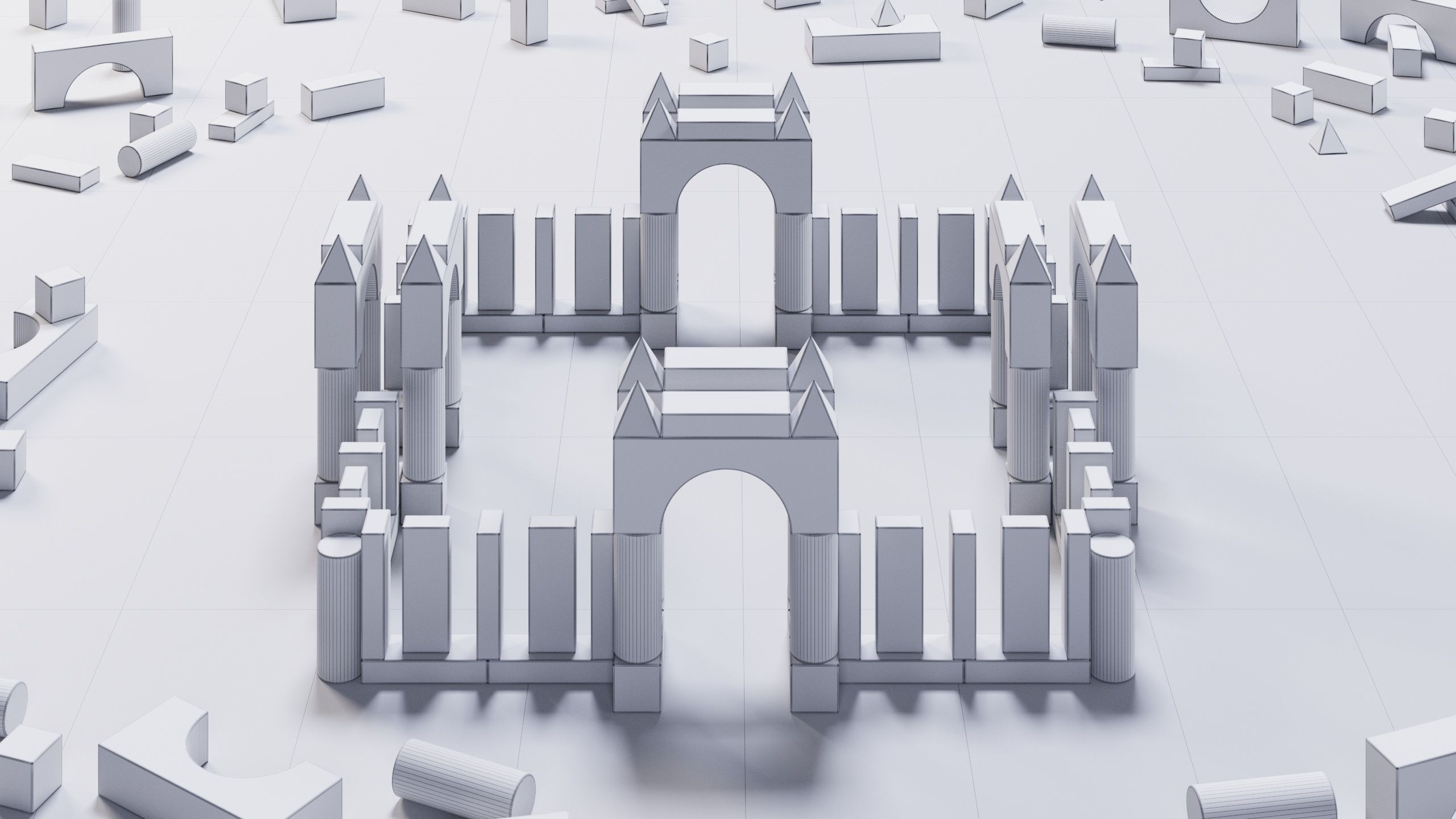 Wooden Blocks Toy Fortress 3D model | CGTrader