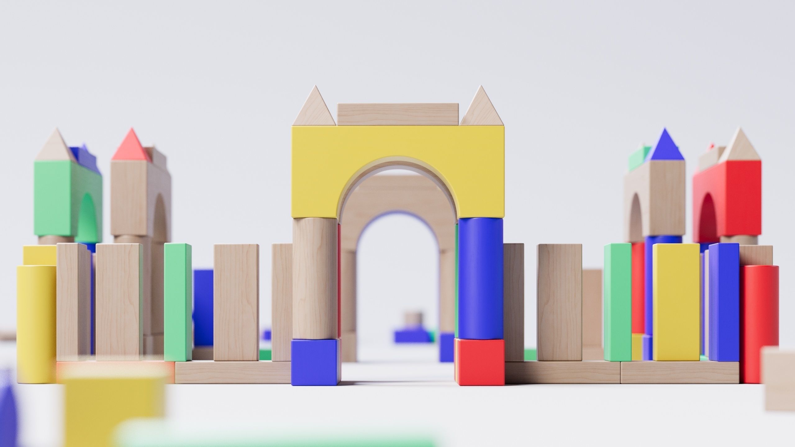 Wooden Blocks Toy Fortress 3D model | CGTrader